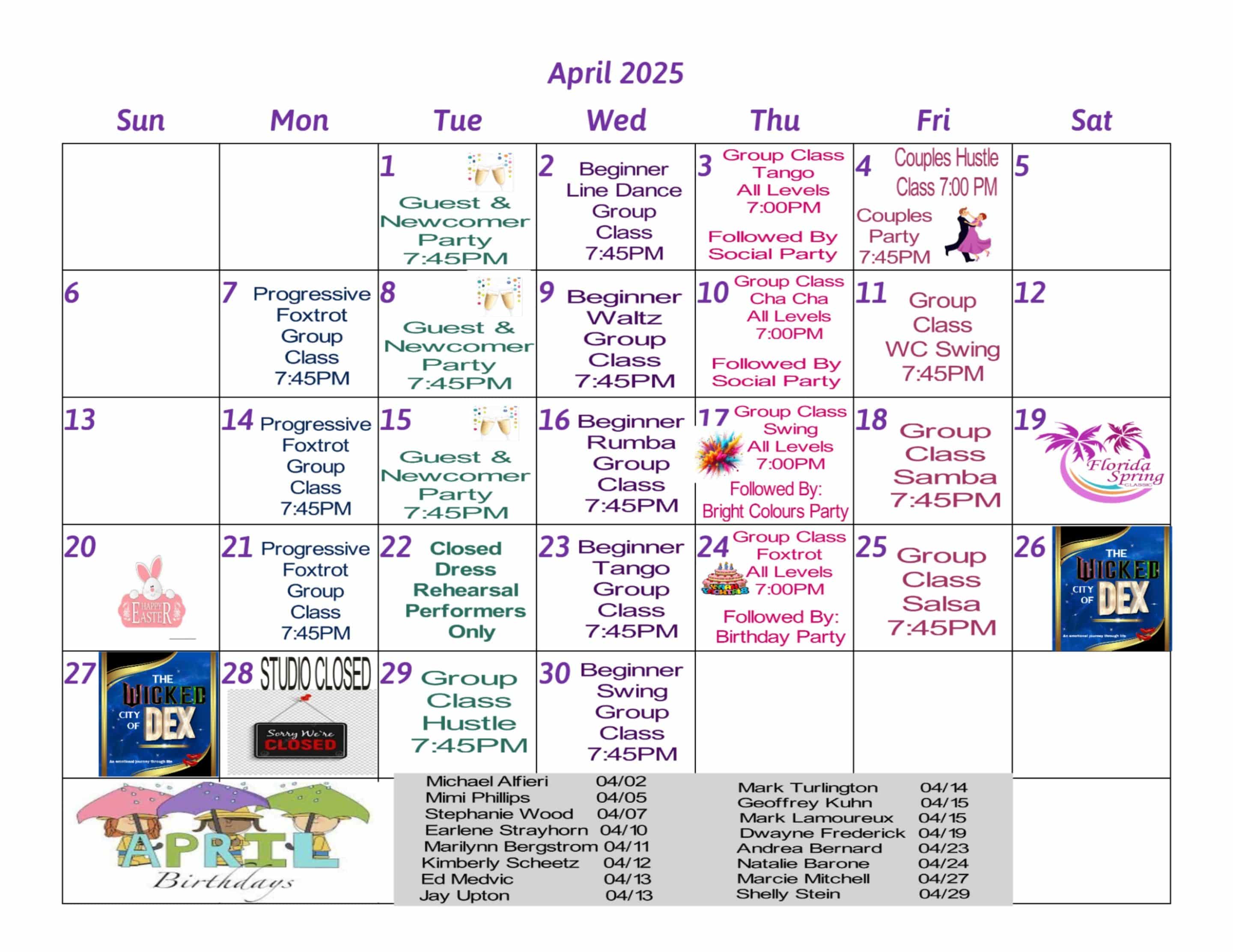 Dance Class Calendar | Adult Dance Classes | Dance Lessons | Dance ...